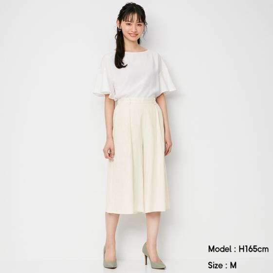 女裝 亞麻混紡五分寬褲OSQ | UQ 搜尋
