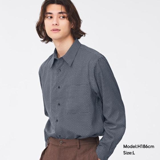 男裝 網路獨家-幾何格紋尖領襯衫(長袖)NT+E | UQ 搜尋
