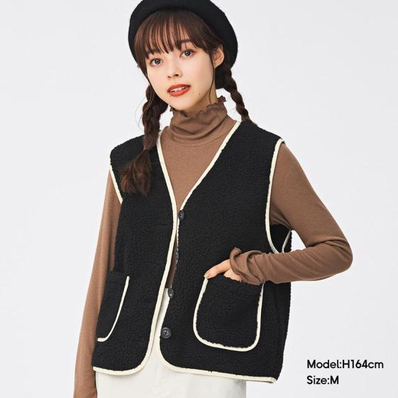 女裝 跳色滾邊設計絨毛背心OSB+EC | UQ 搜尋