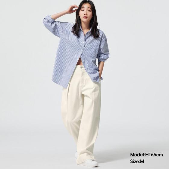 女裝 網路獨家-輕型牛仔寬褲+EC (褲長稍長:79cm) | UQ 搜尋