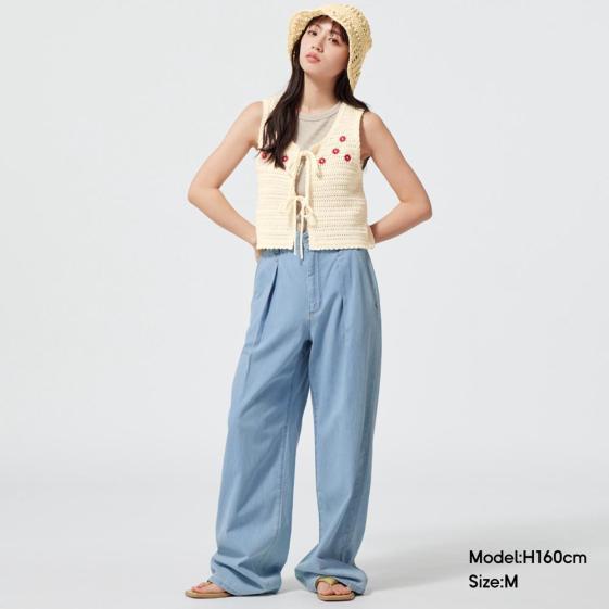 女裝 網路獨家-輕型牛仔寬褲+EC (褲長稍長:79cm) | UQ 搜尋