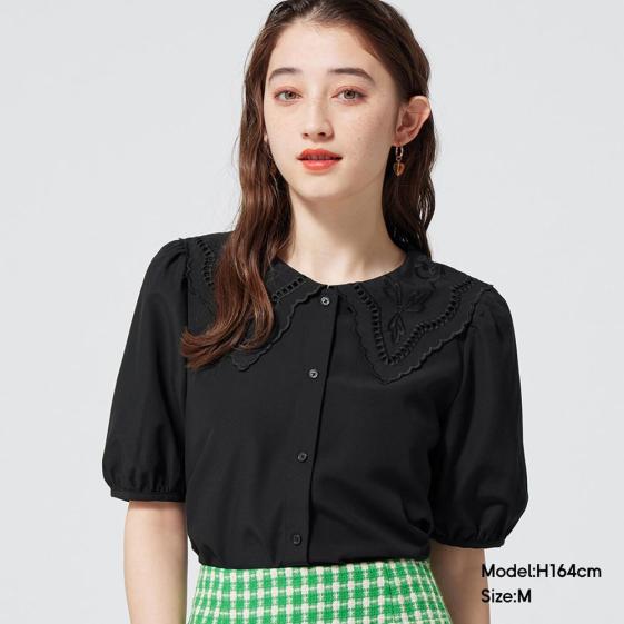女裝 蕾絲領上衣(5分袖)YT+E | UQ 搜尋