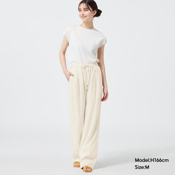 女裝 網路獨家-亞麻混紡輕便褲+EC(褲長稍長:80cm) | UQ 搜尋