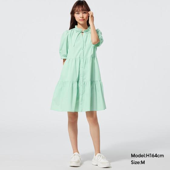 女裝 荷葉領蛋糕連身裙(5分袖)OSB+EC | UQ 搜尋