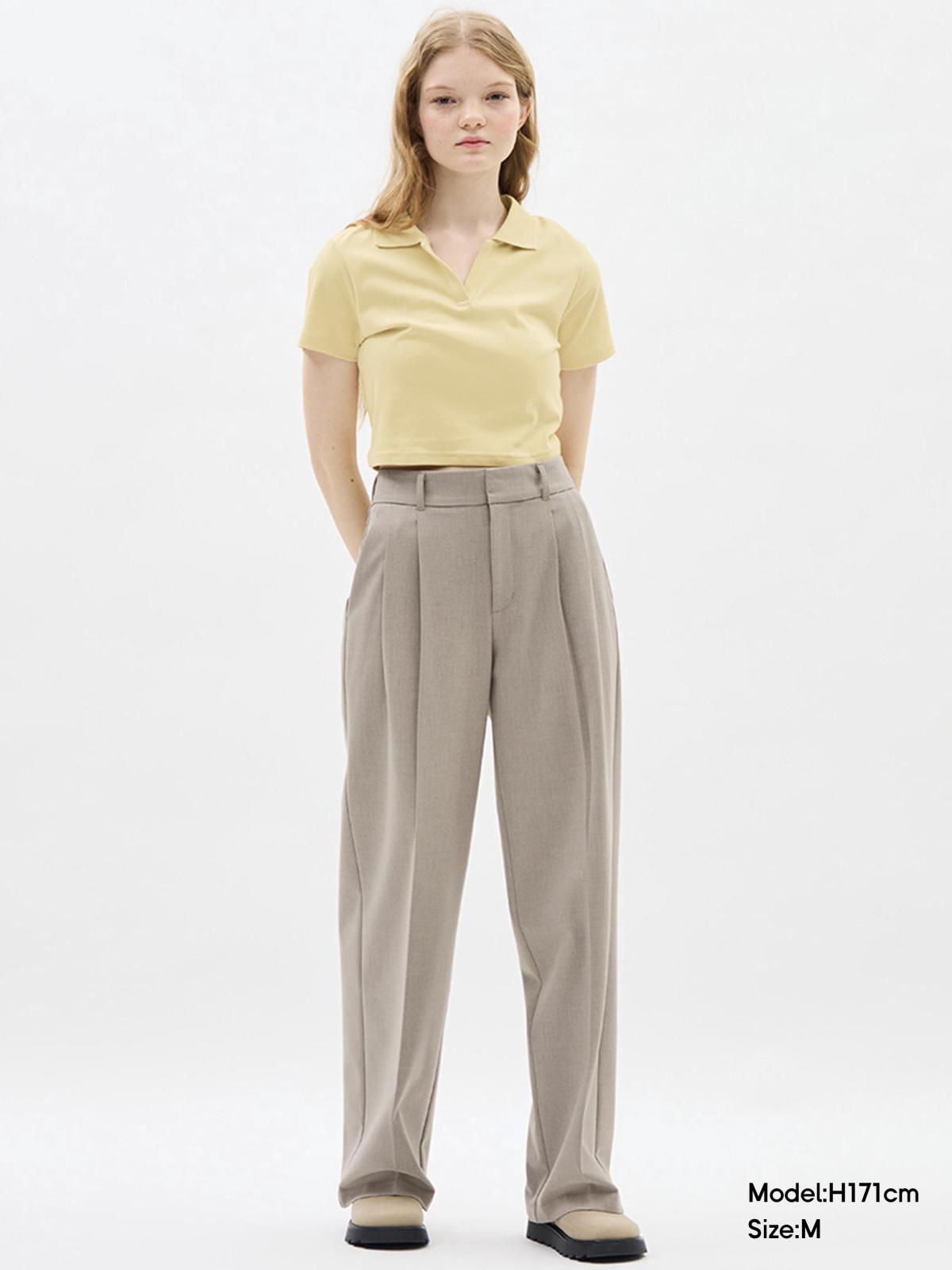 女裝 網路獨家-打摺寬褲+EC(褲長稍長:80cm) | UNIQLO 比價 | UQ 搜尋