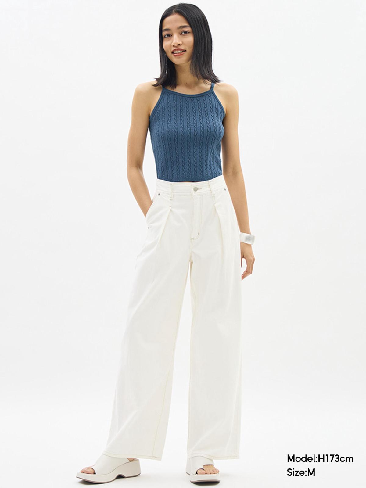 女裝 網路獨家-輕型牛仔寬褲+EC(褲長稍長:79cm) | UNIQLO 比價 | UQ 搜尋