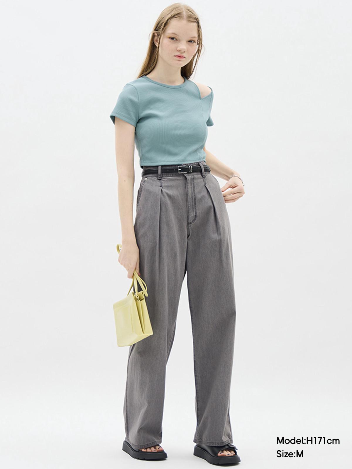 女裝 網路獨家-輕型牛仔寬褲+EC(褲長稍長:79cm) | UNIQLO 比價 | UQ 搜尋