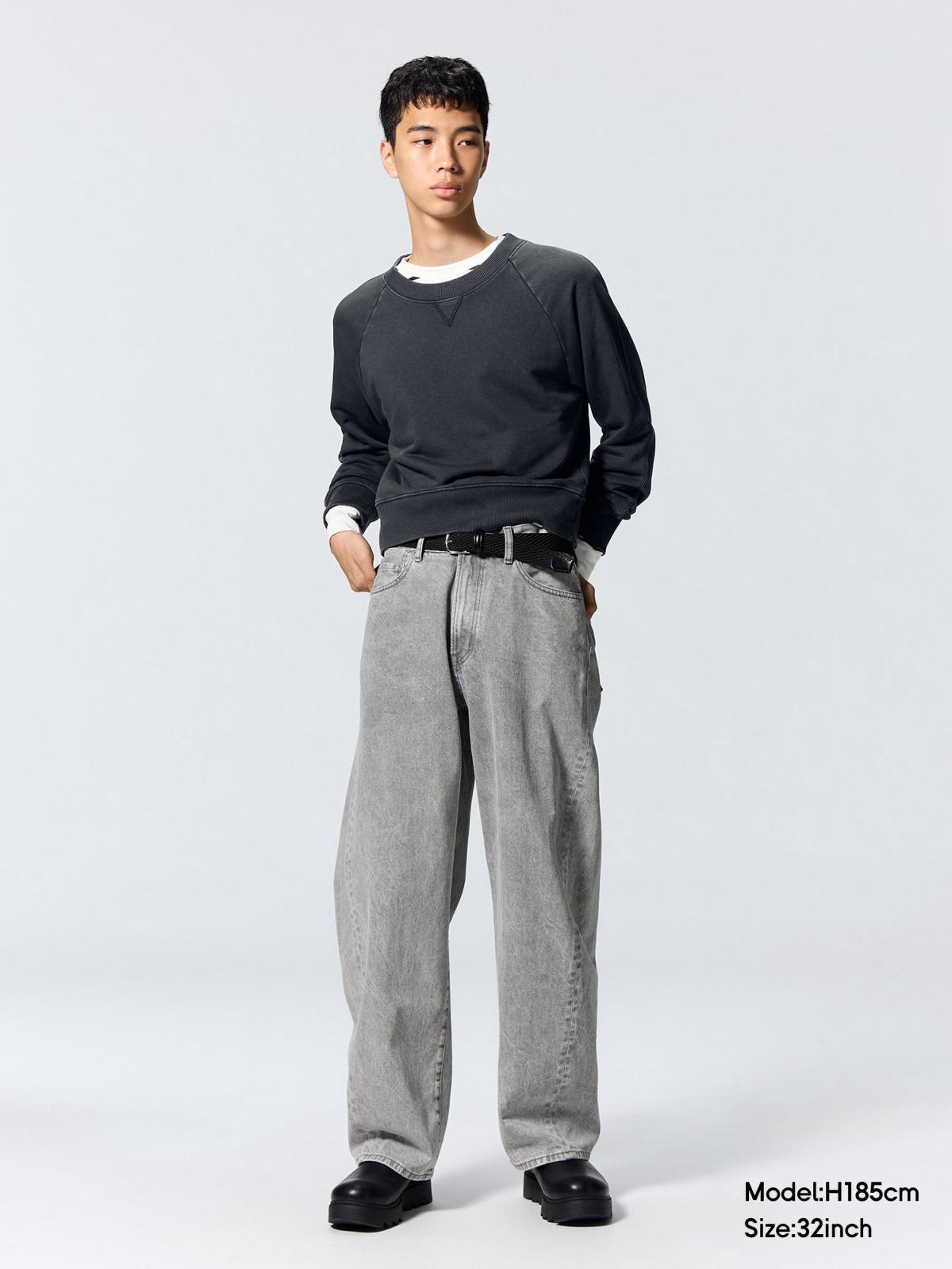 男裝 網路獨家-barrel leg錐形牛仔褲(褲長稍長:78.5cm) | UQ 搜尋