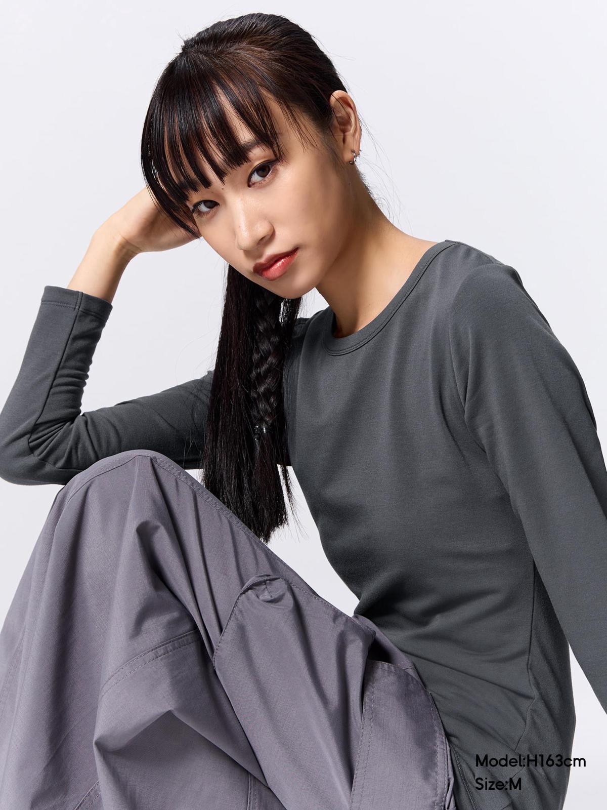 女裝 STYLE-HEAT extra圓領T恤長袖 | UQ 搜尋