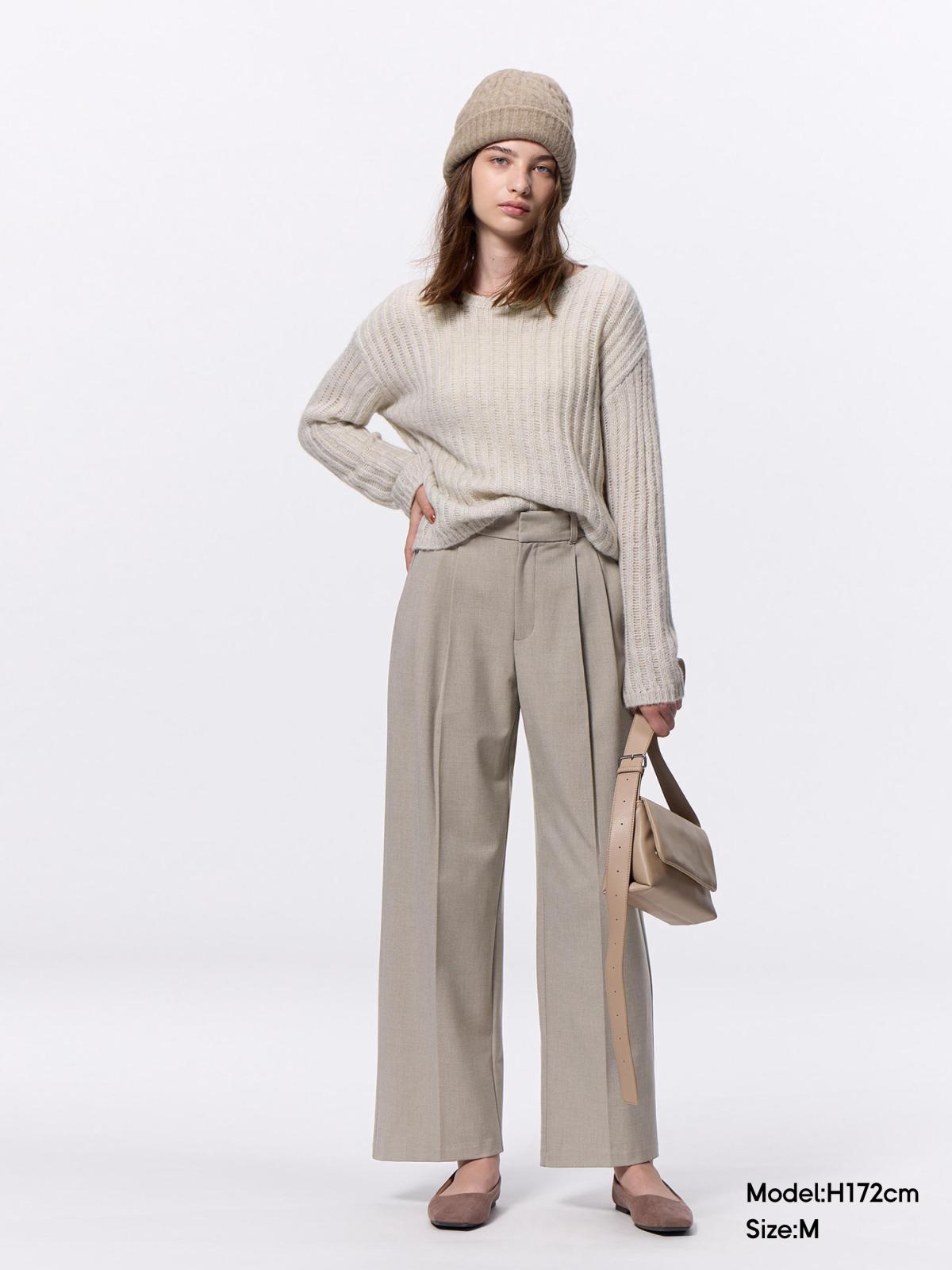 女裝 打褶寬褲(EASY CARE)(褲長標準70～74cm) | UQ 搜尋