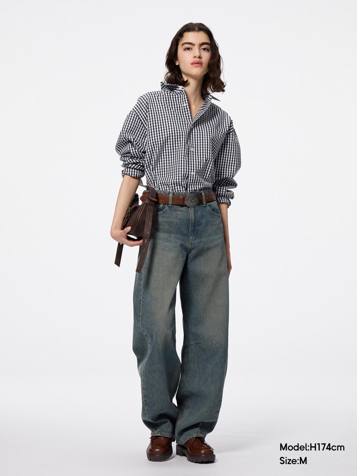 女裝 網路獨家 barrel leg錐形牛仔褲(褲長稍長81cm) | UQ 搜尋