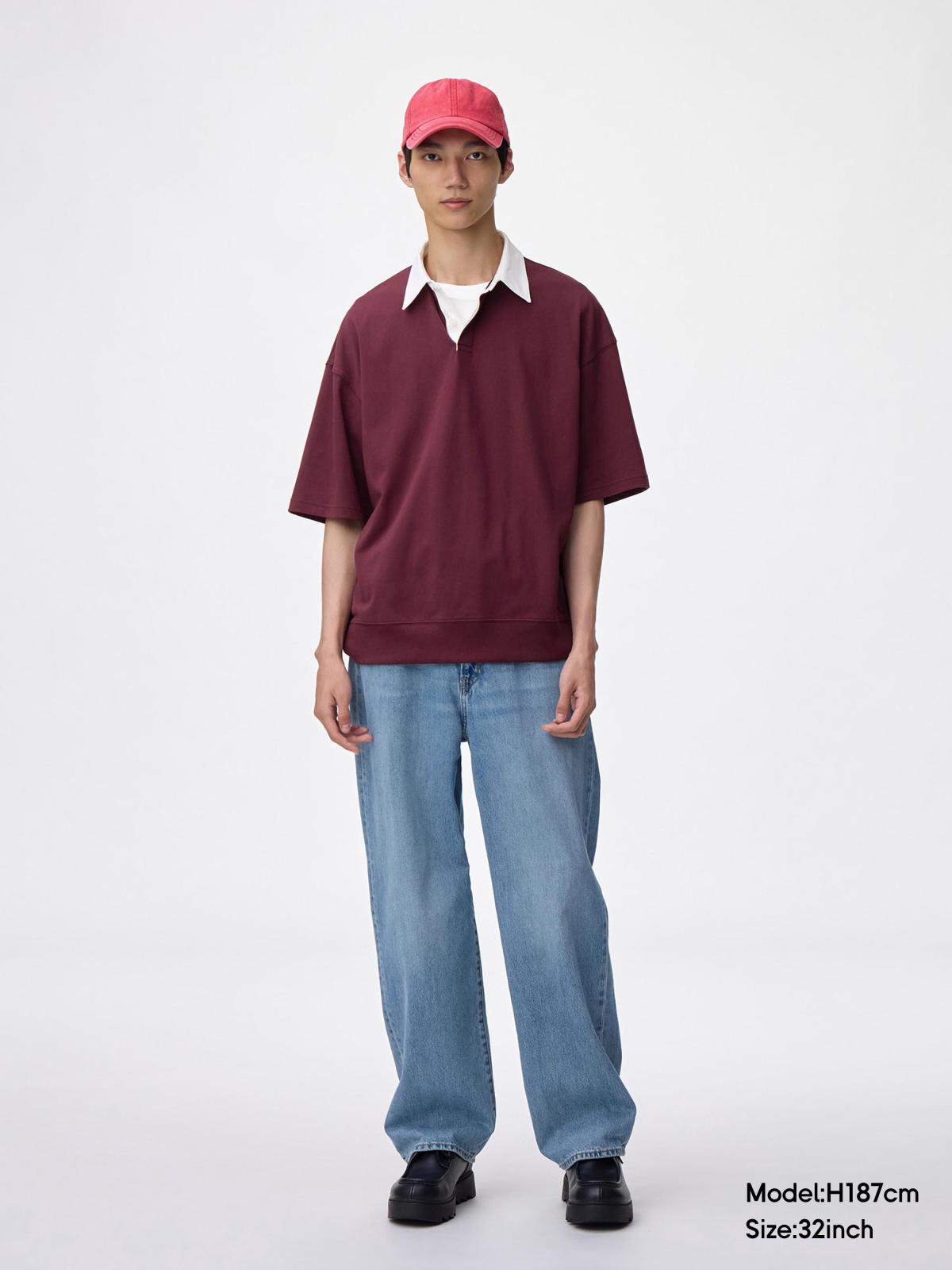 男裝 網路獨家 牛仔寬褲(褲長稍長80cm)+EC(復古刷色) | UQ 搜尋