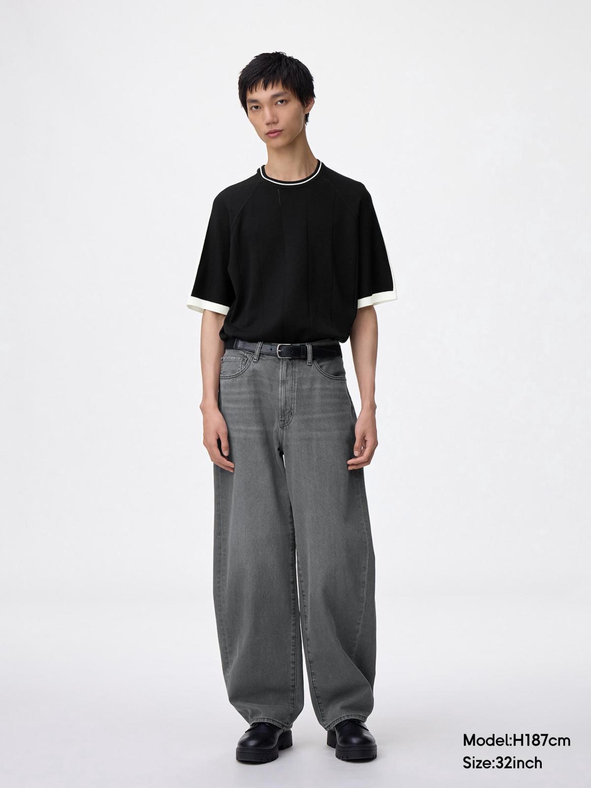 男裝 網路獨家-barrel leg錐形牛仔褲(褲長稍長:80cm) | UQ 搜尋