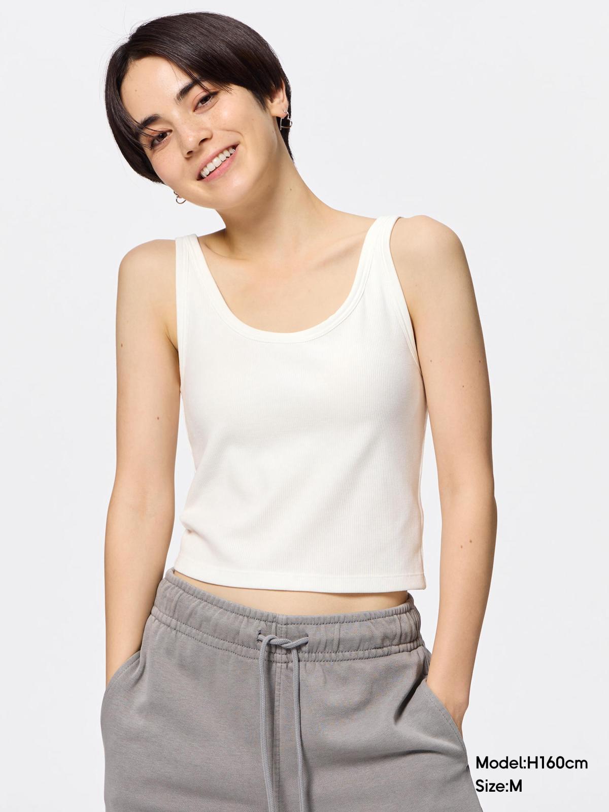 女裝 bra-feel短版羅紋坦克背心+E | UQ 搜尋