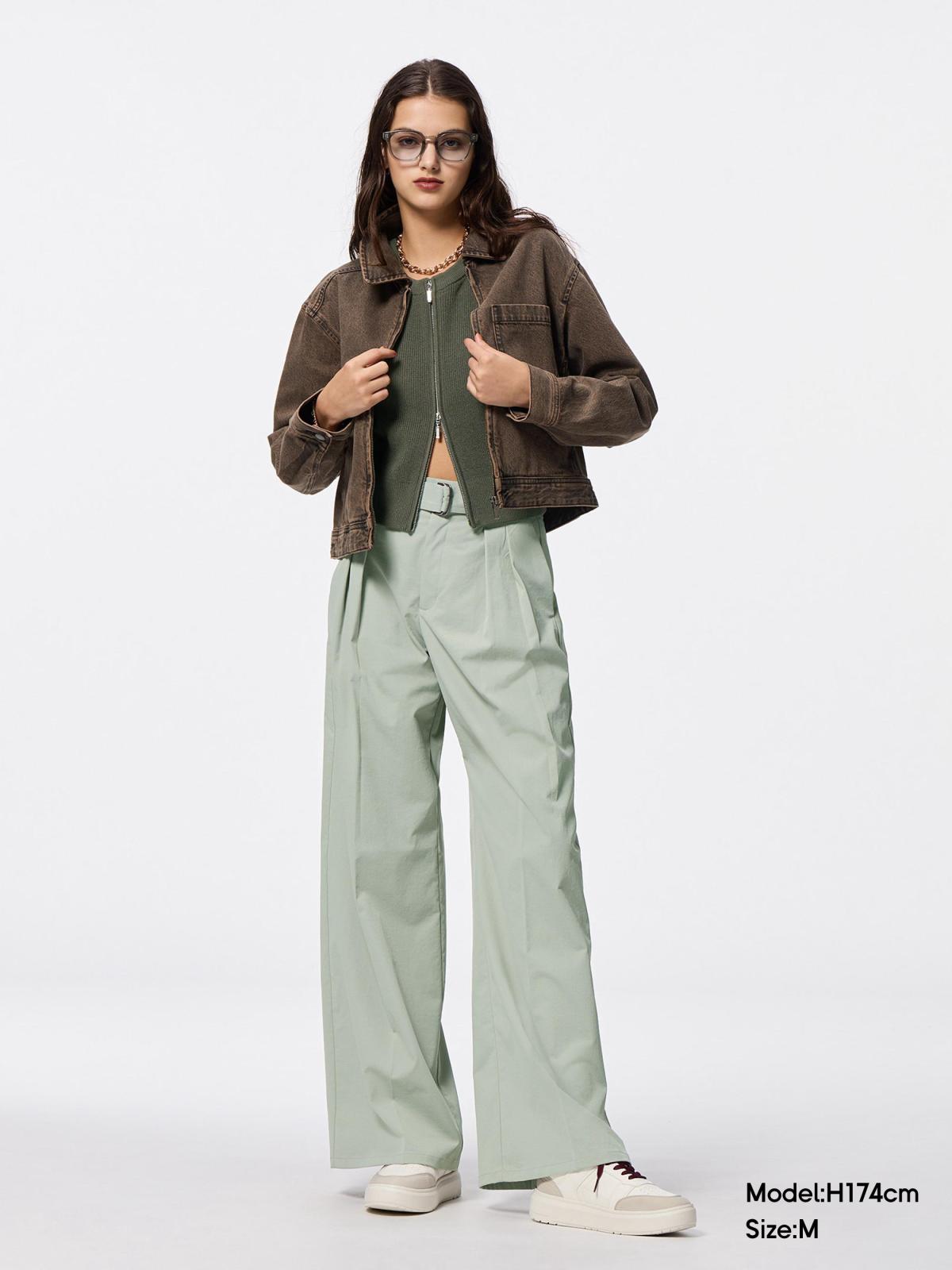 女裝 網路獨家 附腰帶寬褲(褲長稍長80cm)+EC | UQ 搜尋