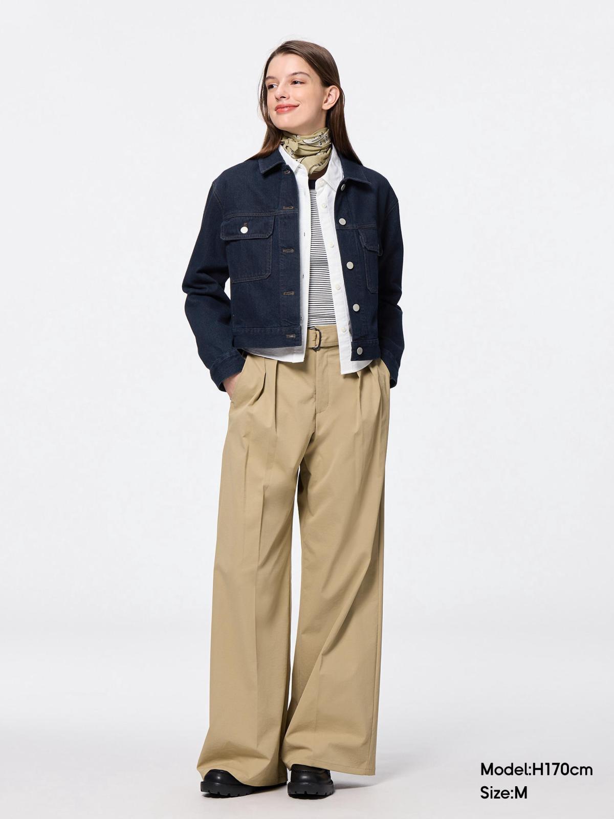 女裝 網路獨家 附腰帶寬褲(褲長稍長80cm)+EC | UQ 搜尋