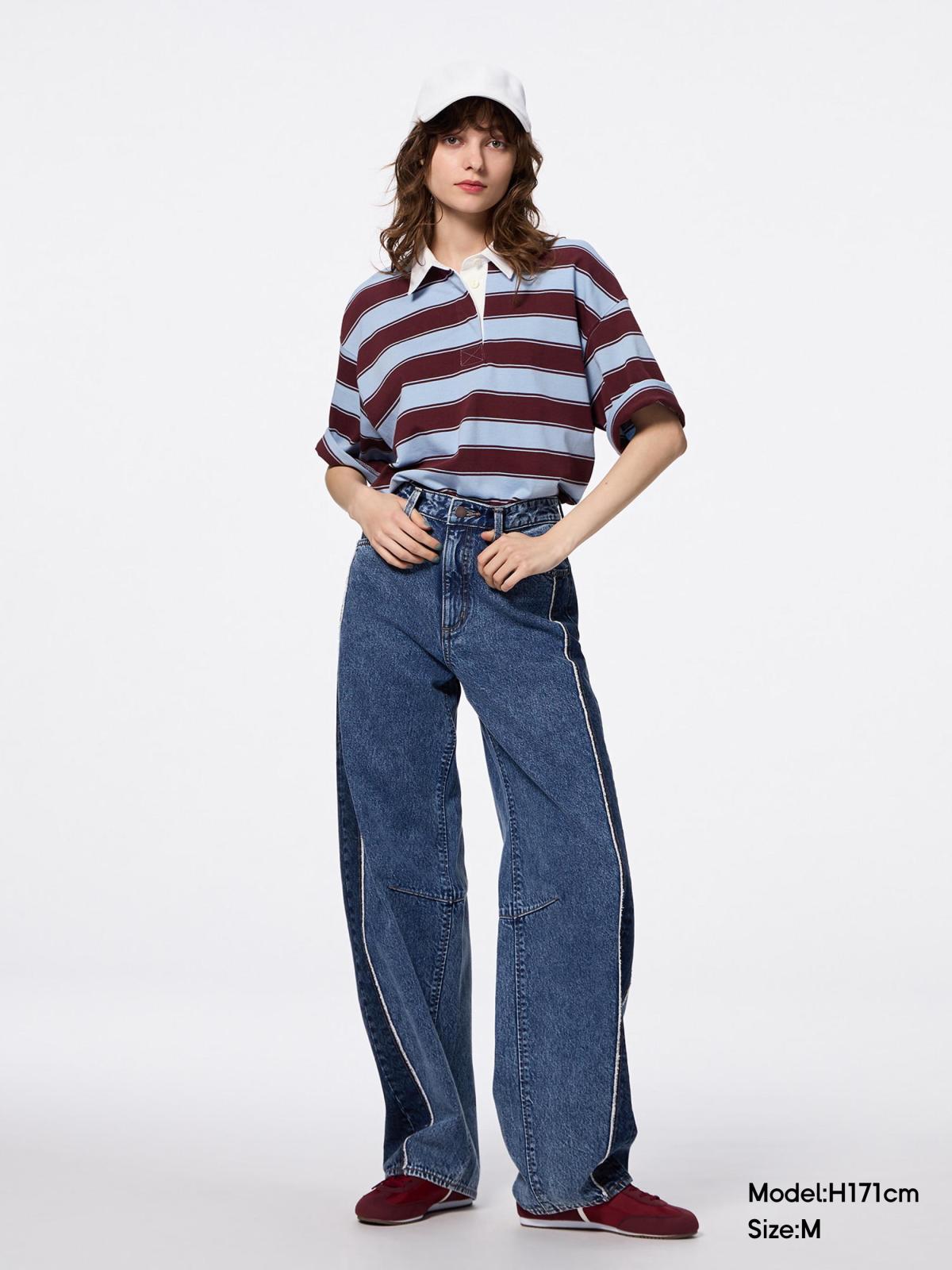 女裝 網路獨家 拼色barrel leg錐形牛仔褲(褲長稍長81cm) | UNIQLO 比價 | UQ 搜尋