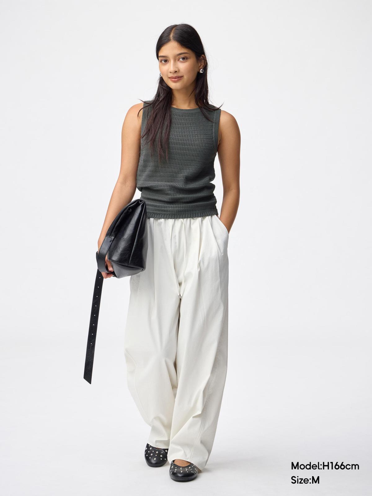 女裝 barrel leg錐形輕便褲Q(輕薄打褶款) | UQ 搜尋