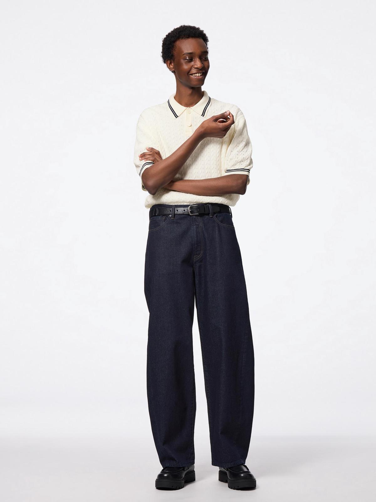 男裝 網路獨家-barrel leg錐形牛仔褲(褲長稍長:80cm) | UQ 搜尋