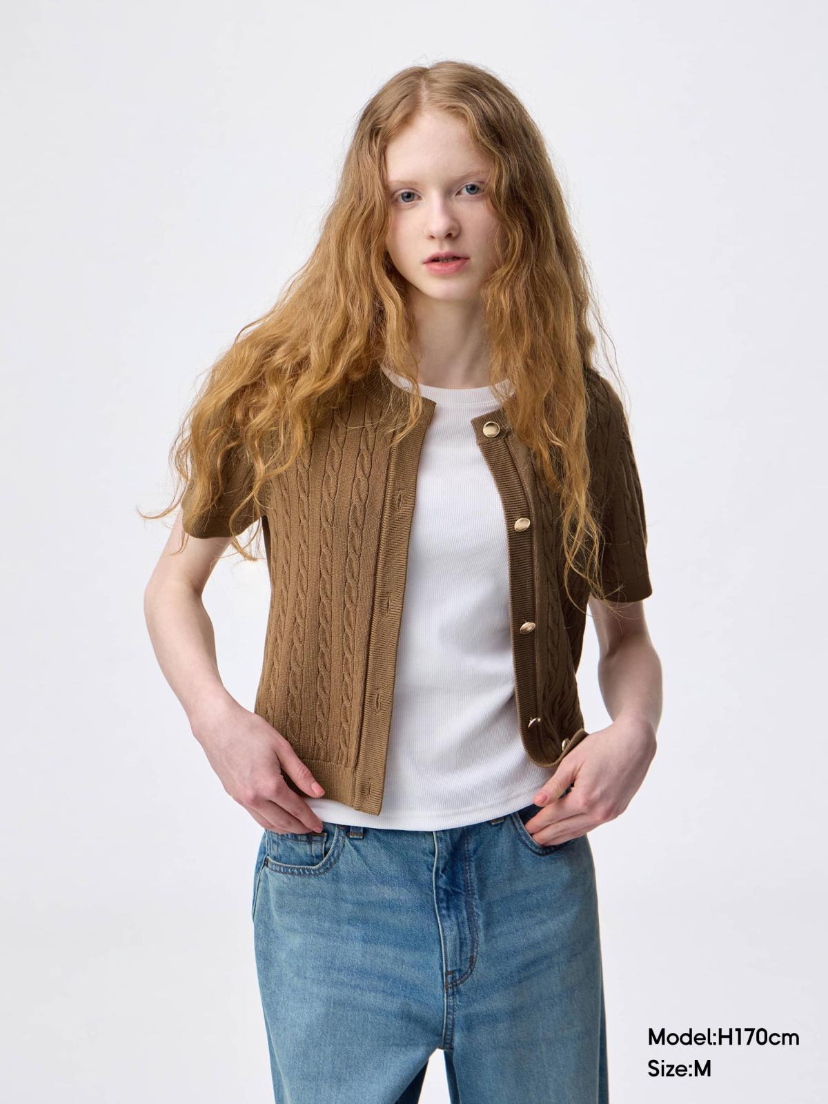 女裝 麻花金屬釦開襟外套(短袖) | UQ 搜尋