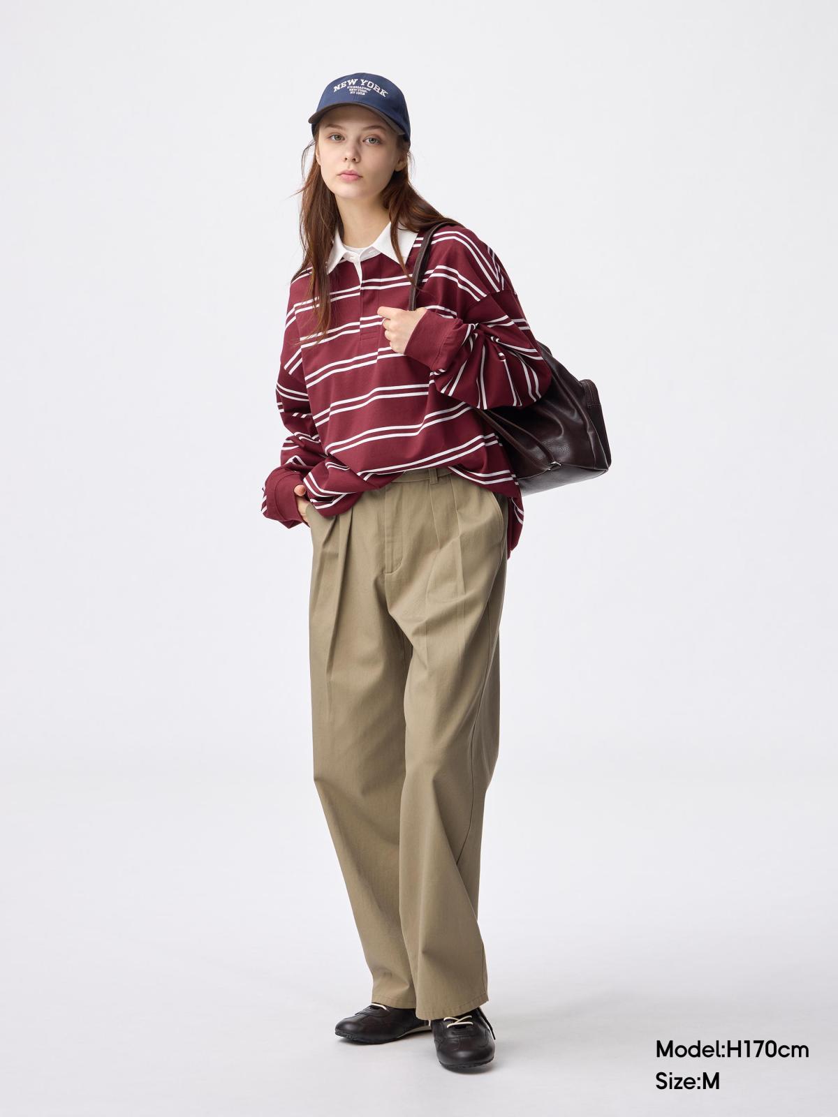 女裝 barrel leg錐形打褶卡其褲 | UQ 搜尋