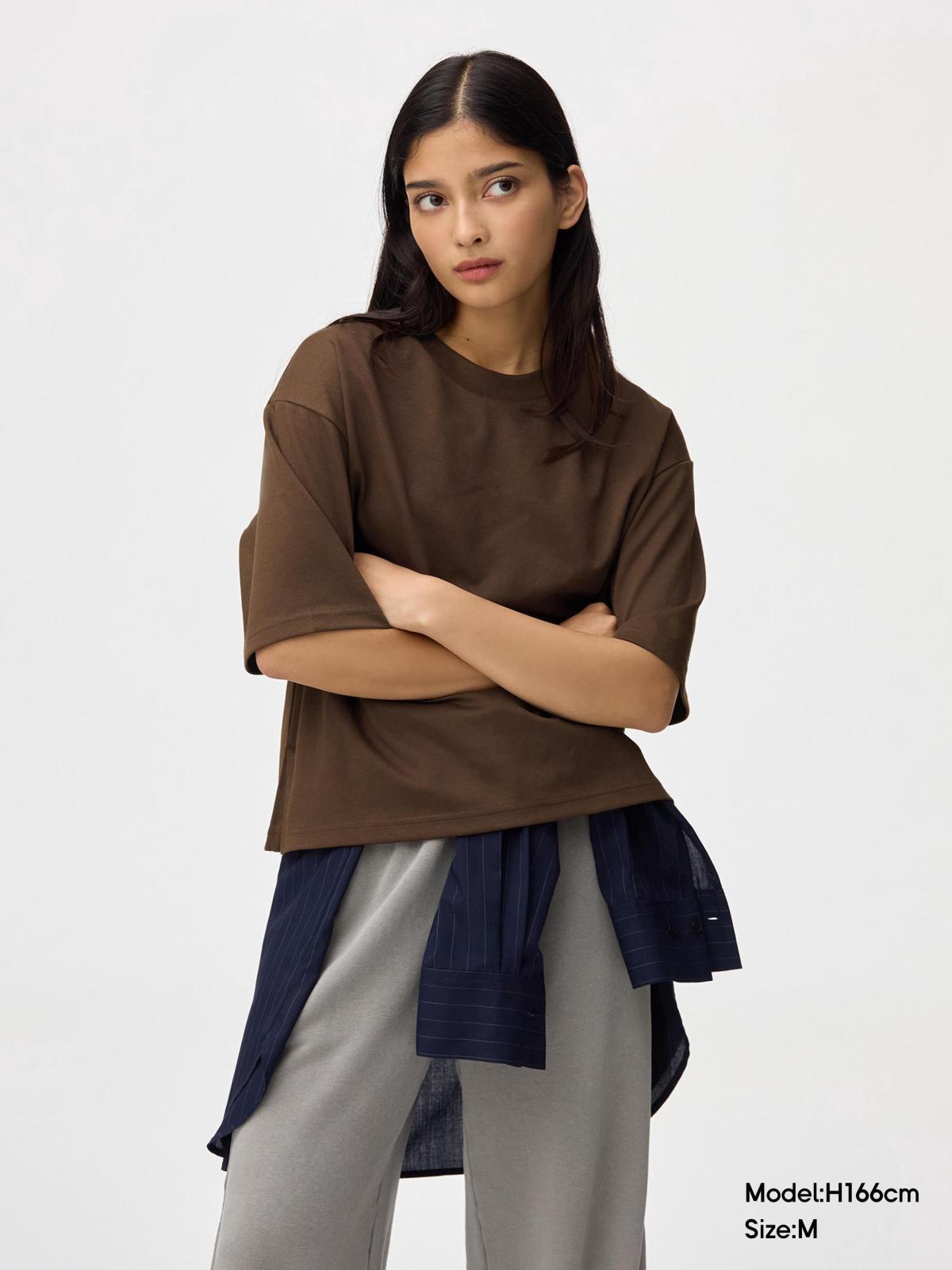 女裝 DRY寬版T恤(5分袖)(接觸涼感)(吸汗快乾) | UQ 搜尋